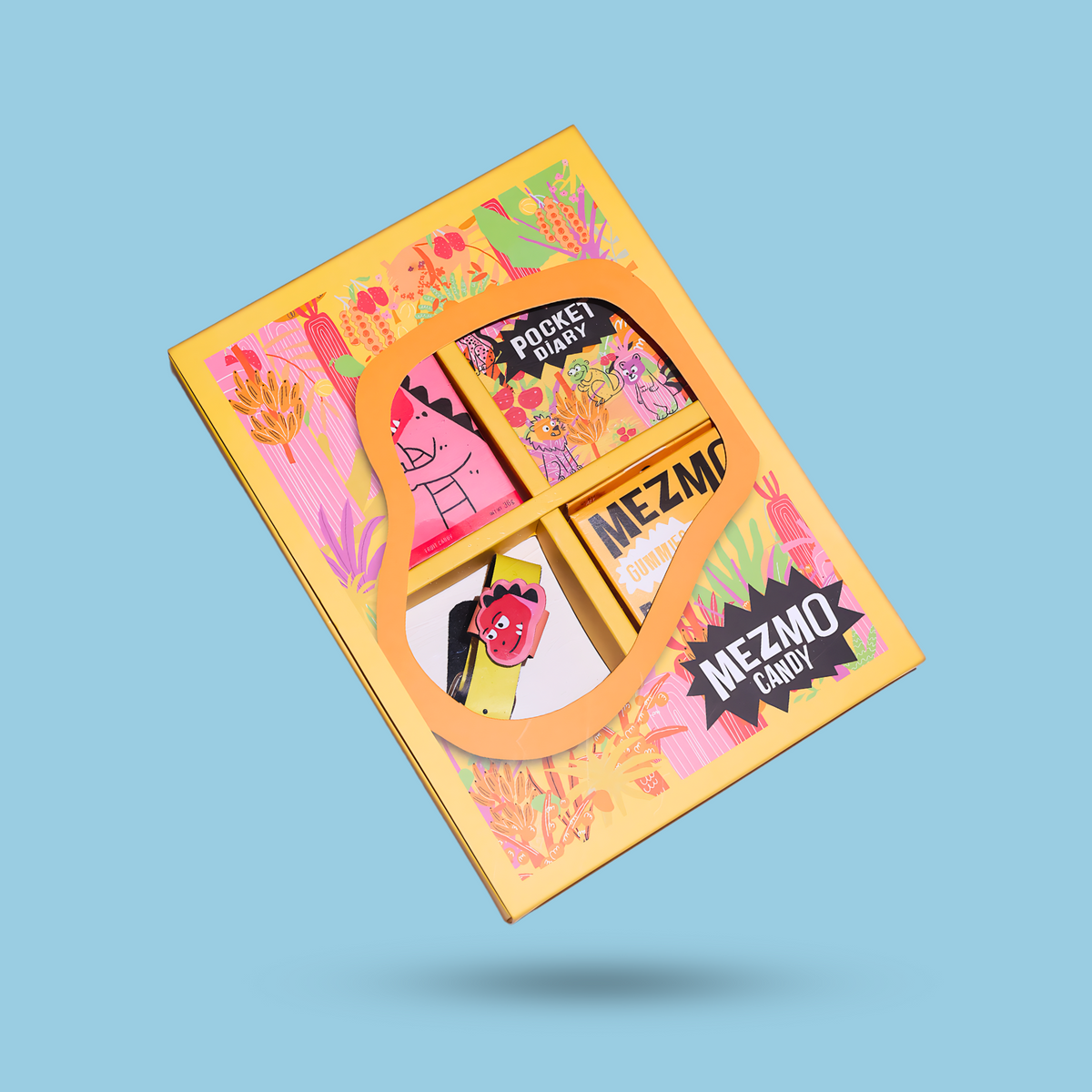 Special Mezmo yellow gift box with a blob | Mezmo Candy